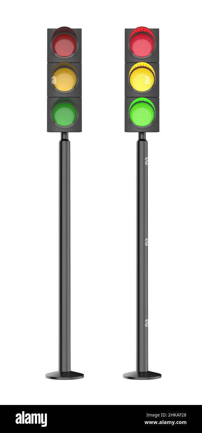 Traffic lights isolated on white background, front view Stock Photo - Alamy