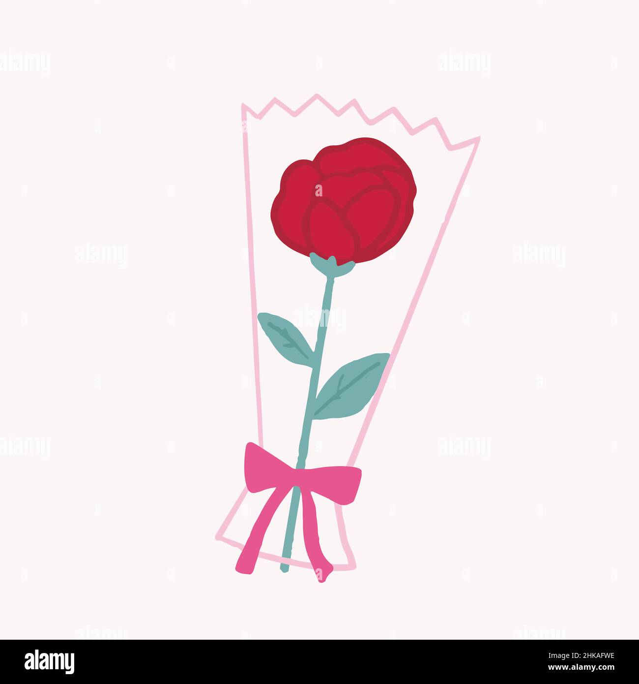 Illustration of hand drawn isolated rose flower in wrapping paper Stock ...