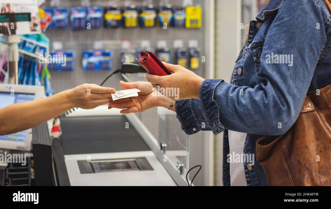 Store interior counter checkout stand hi-res stock photography and ...