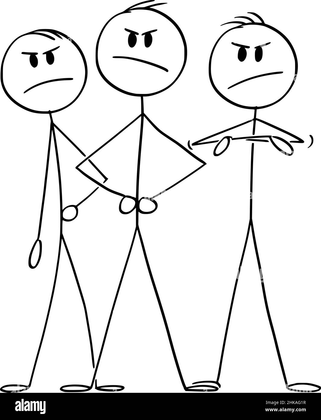 Angry Business Team With Leader, Vector Cartoon Stick Figure ...