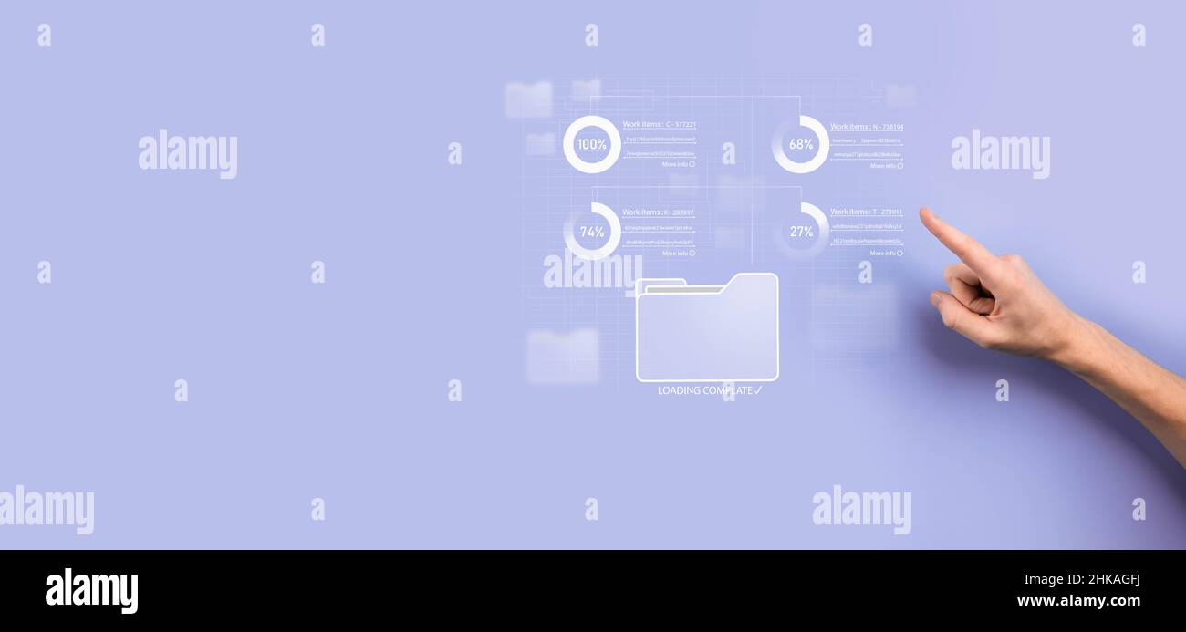 Business developer hand using board framework on virtual modern ...