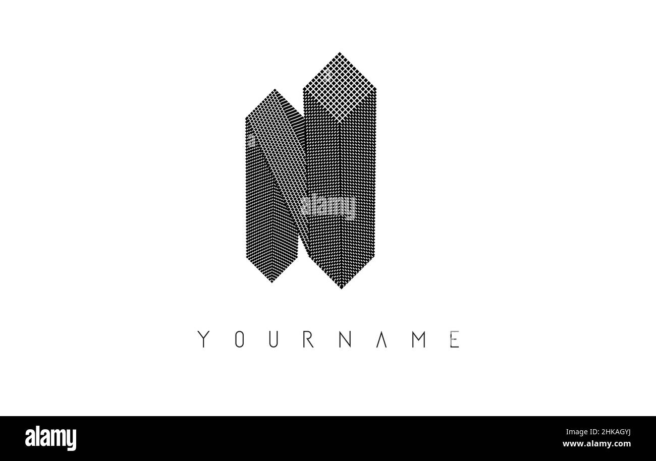 Letter N Logo with geometric 3d shape. Vector illustration with luxury ...