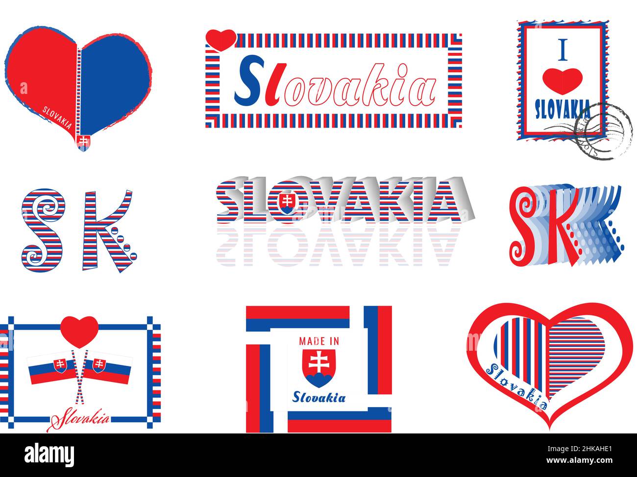 Slovakia icons set. Creative design of vector objects in colorized in ...