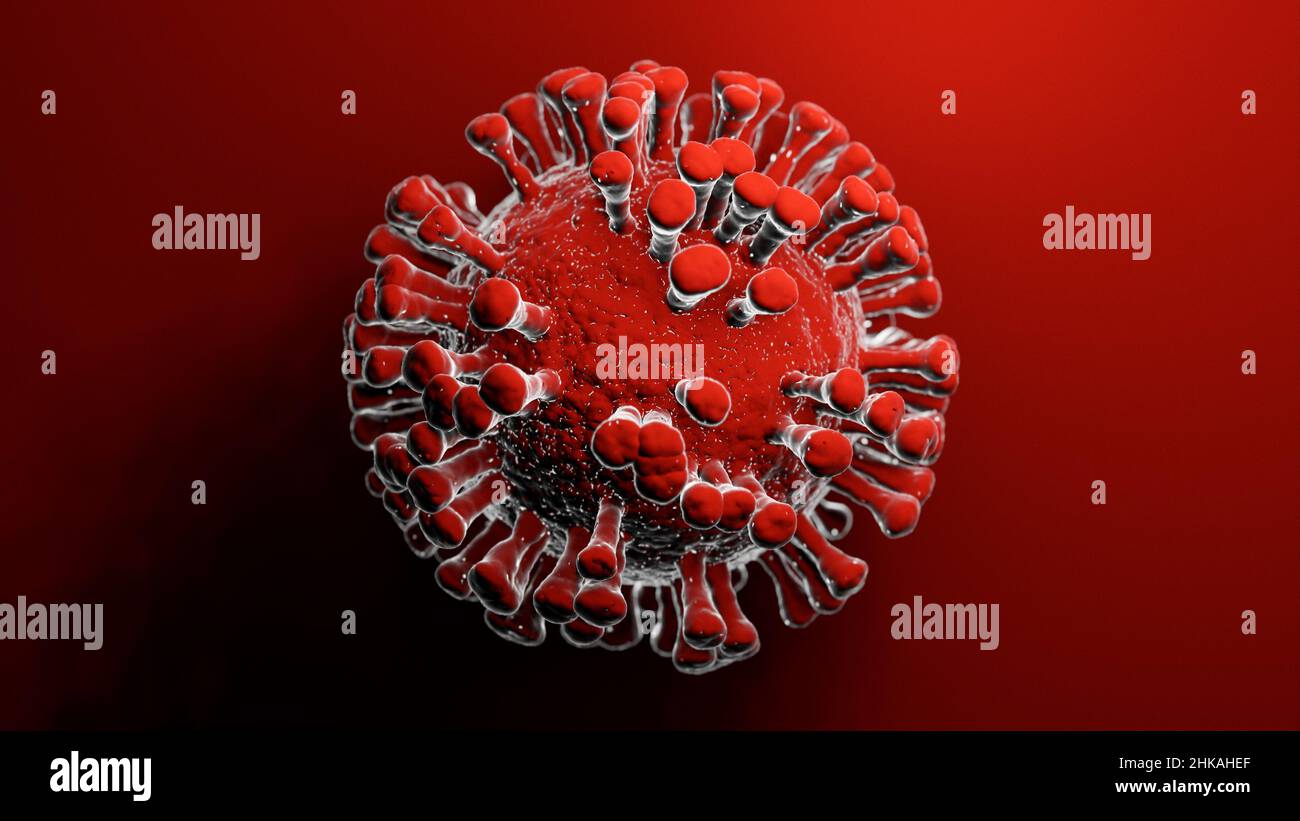 Illustration of a single red virus cell Stock Photo - Alamy
