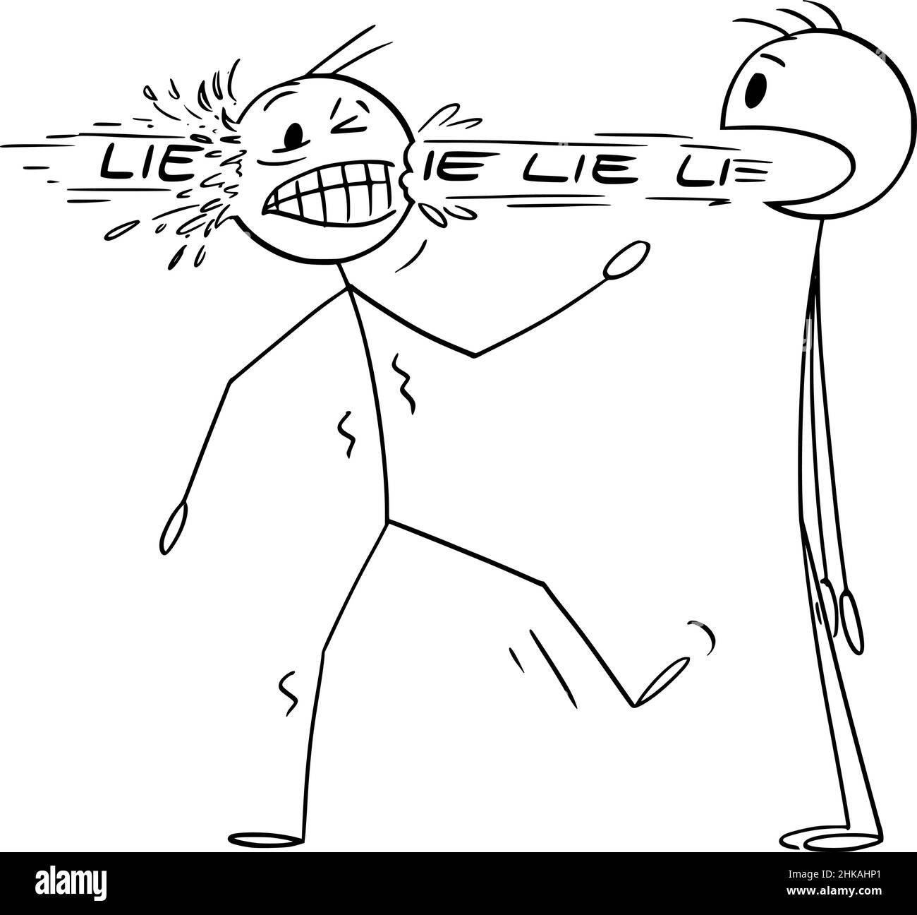 Person Saying Lie That Hurts, Vector Cartoon Stick Figure Illustration ...