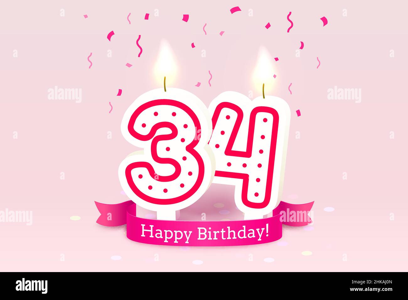 Happy Birthday years. 34 anniversary of the birthday, Candle in the ...