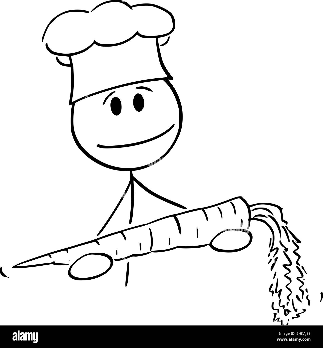 Cook Holding Carrot Vegetable , Vector Cartoon Stick Figure ...