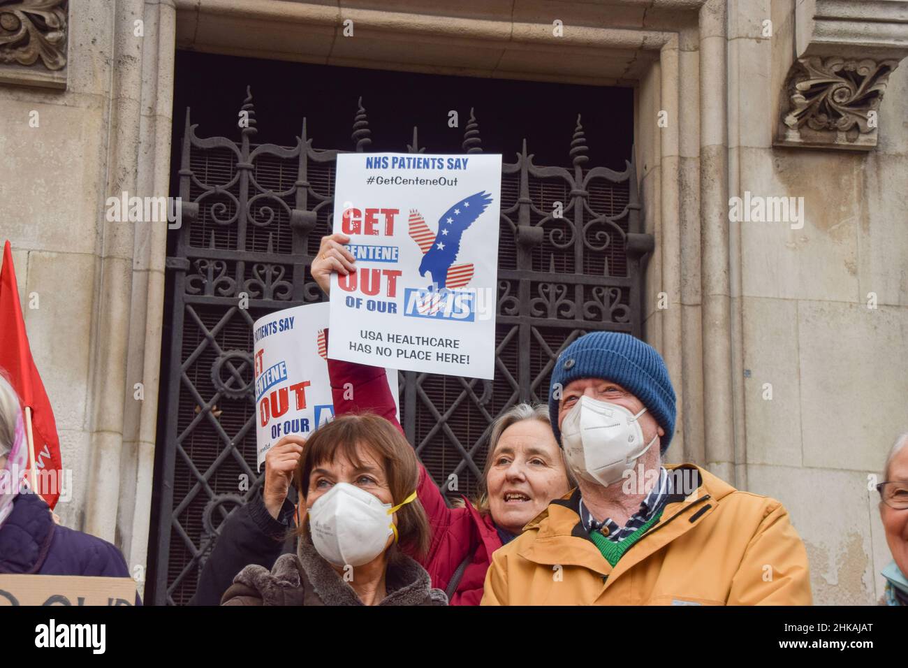 London, UK 2nd February 2022. Protesters gathered outside the Royal ...