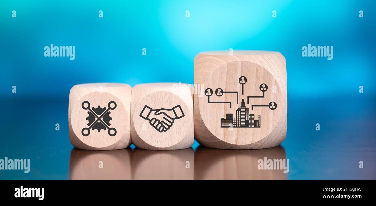 Wooden blocks with symbol of bpo concept on blue background Stock Photo ...