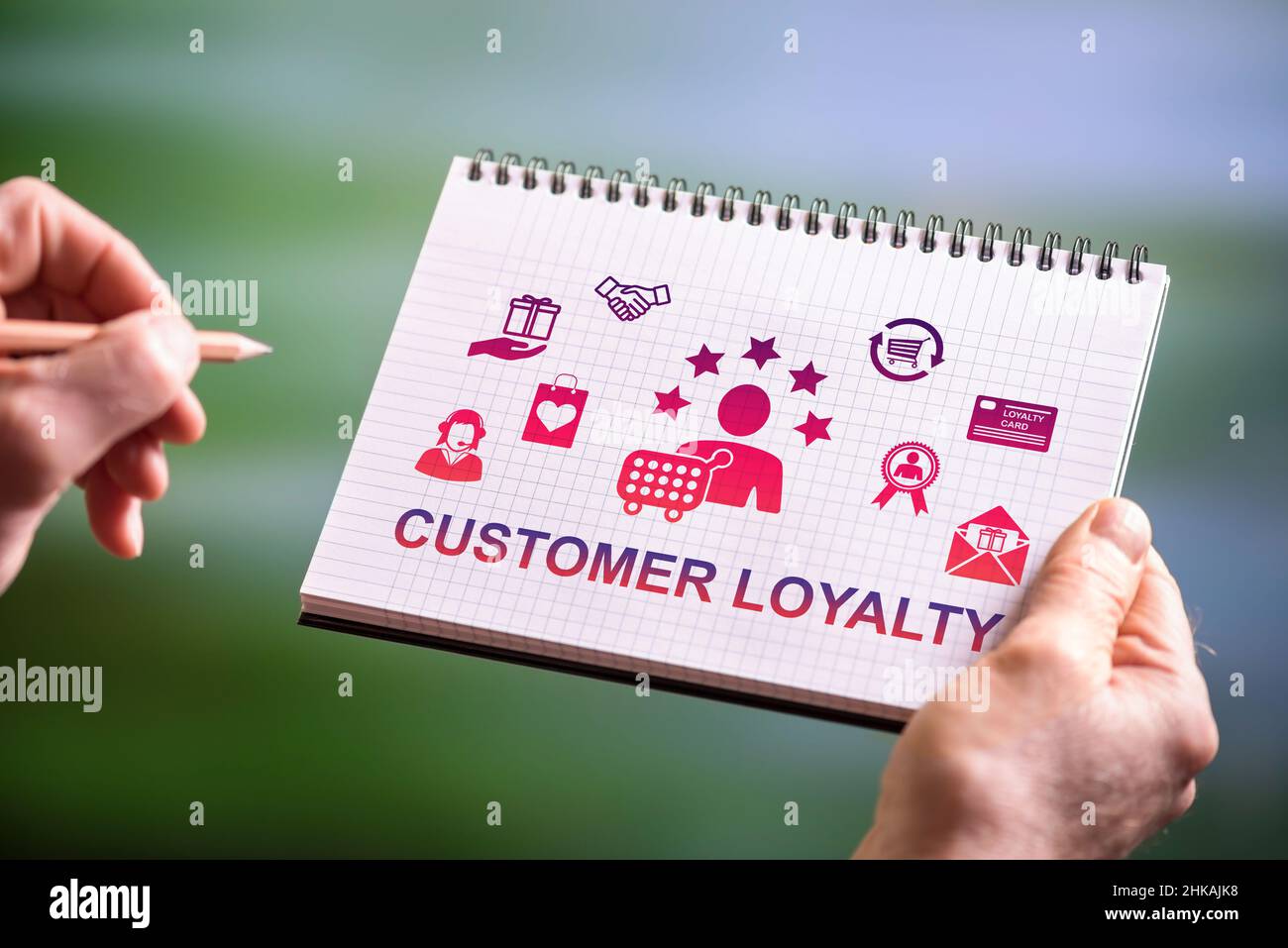 Hand drawing customer loyalty concept on a notepad Stock Photo - Alamy