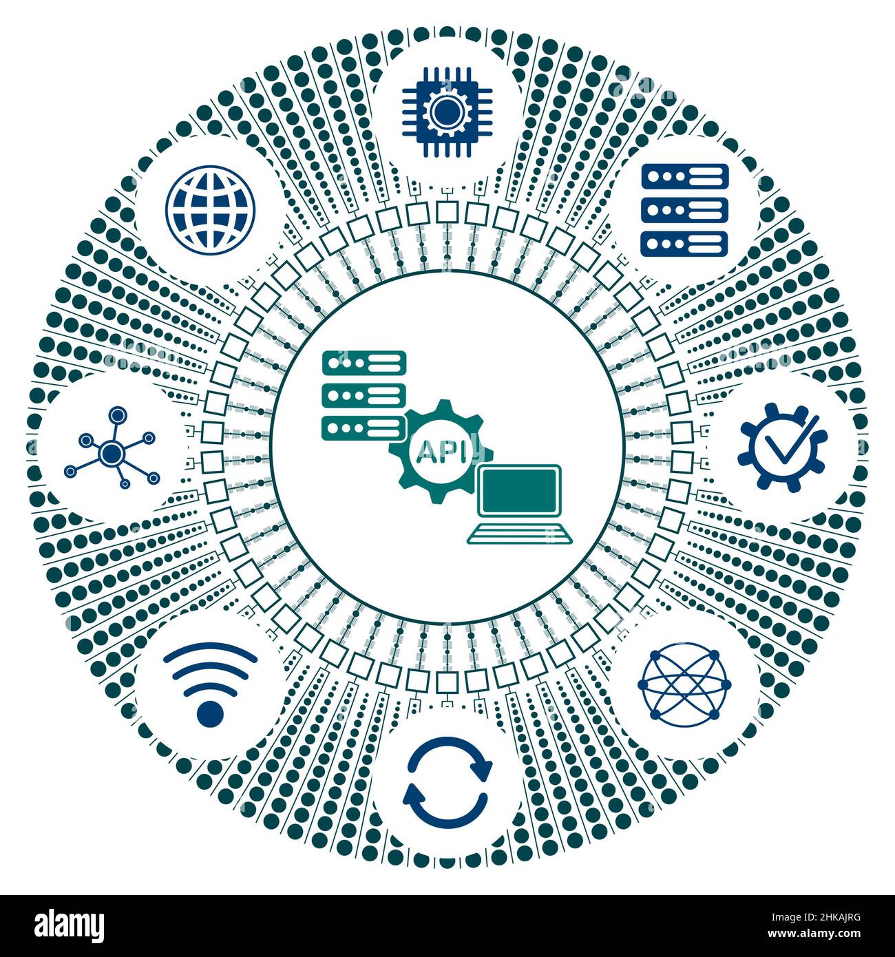 Concept of api with connected icons Stock Photo - Alamy