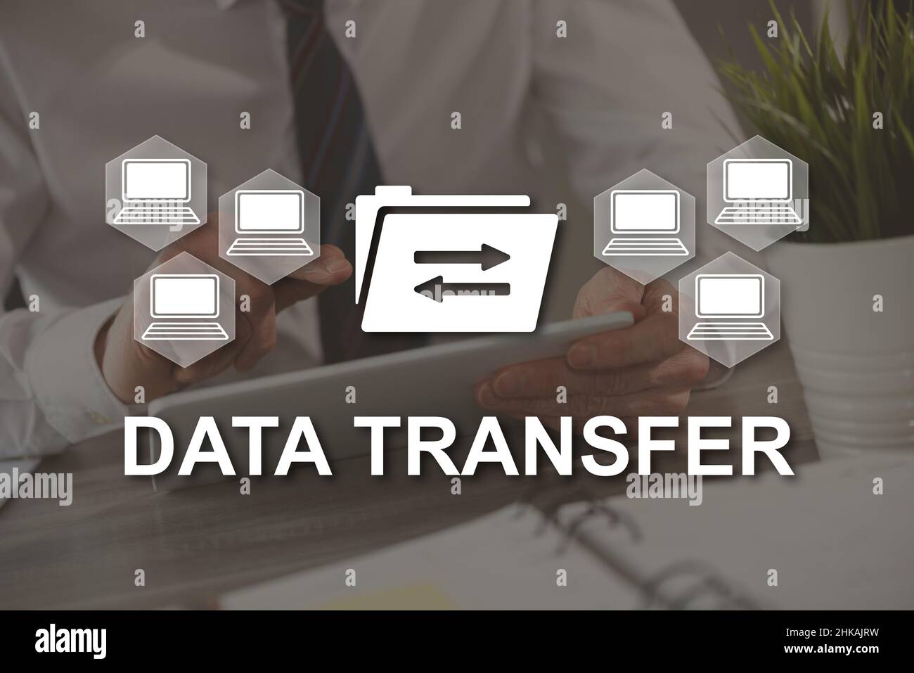 Data transfer concept illustrated by a picture on background Stock ...