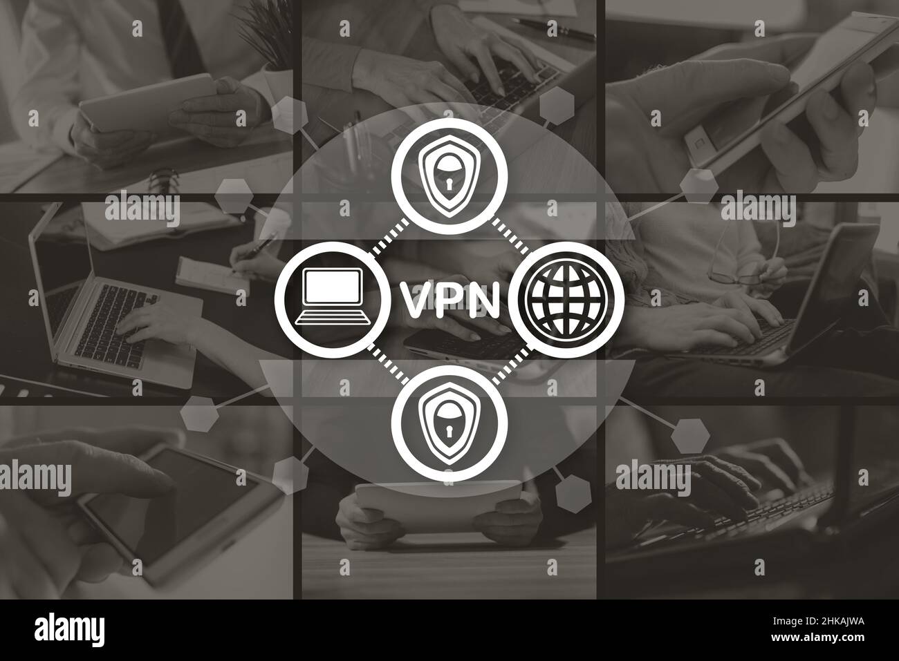 Vpn concept illustrated by pictures on background Stock Photo - Alamy