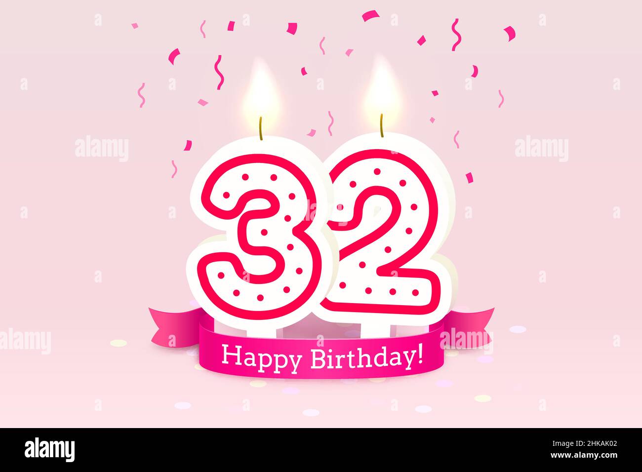 Happy Birthday years. 32 anniversary of the birthday, Candle in the ...