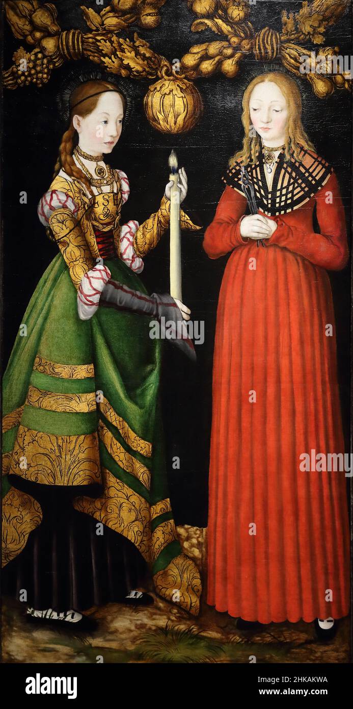 Saints Genevieve and Apollonia by German Renaissance painter Lucas ...