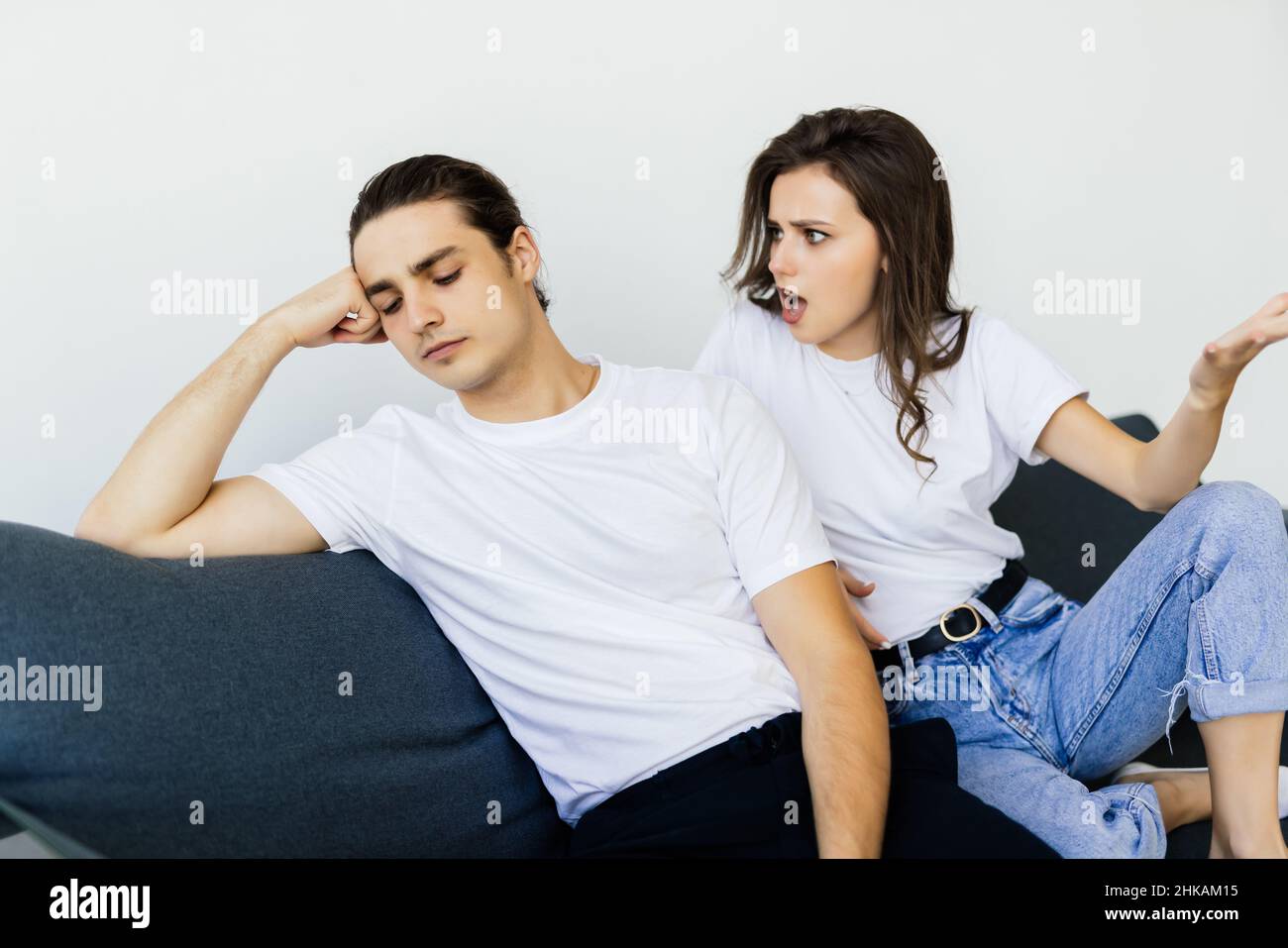 Young couple emotionally quarreling on hi-res stock photography and ...
