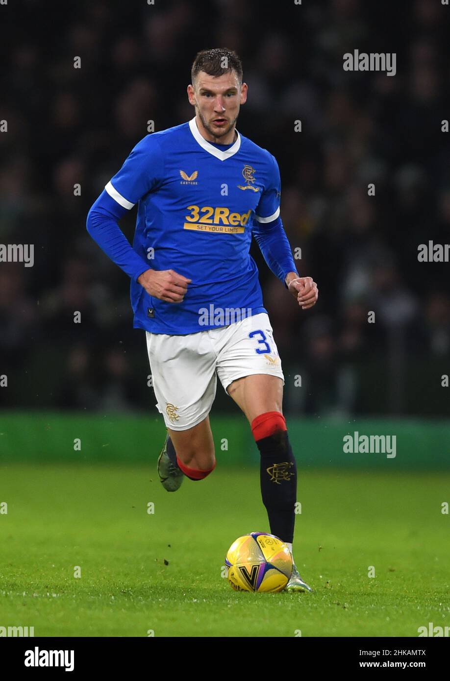 Glasgow, Scotland, 2nd February 2022. Borna Barišić of Rangers during ...