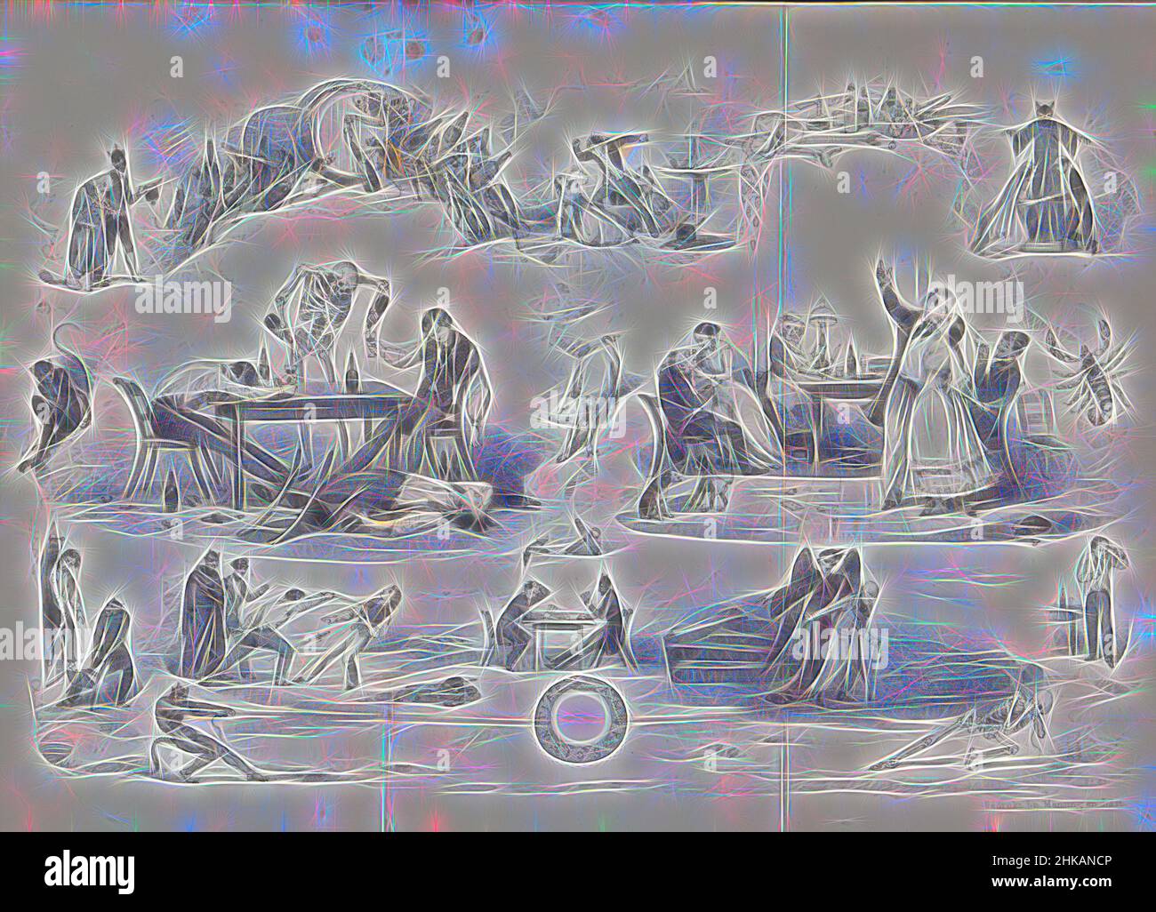 Inspired by Cartoon in Leiden Student Almanac, 1847, Sheet with several ...