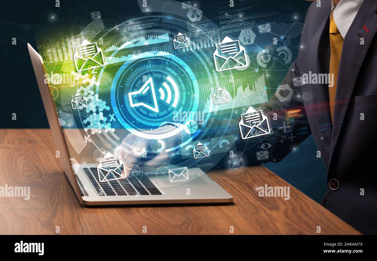 Business hand typing on a modern laptop Stock Photo - Alamy