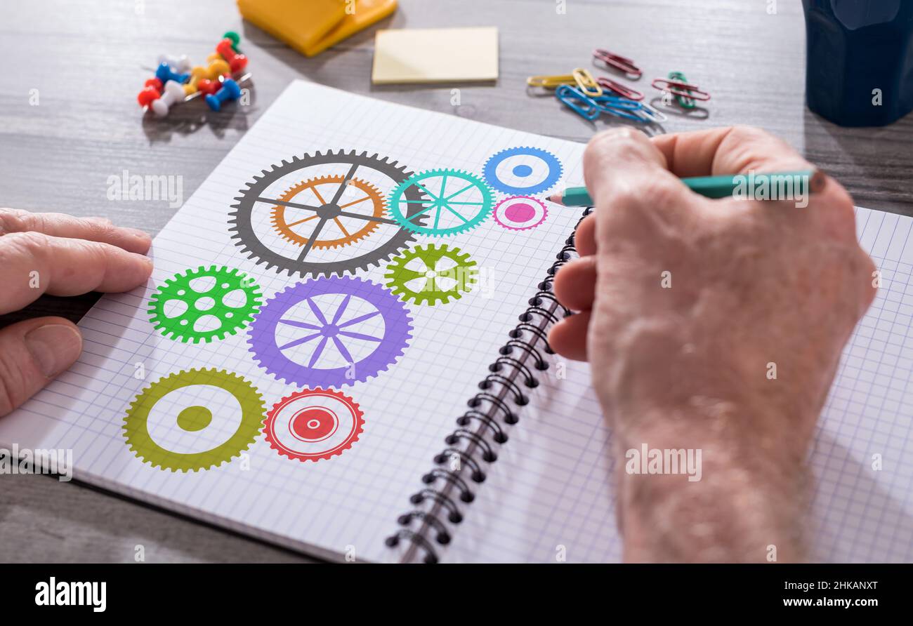 Hand drawing cooperation concept on a notepad Stock Photo - Alamy