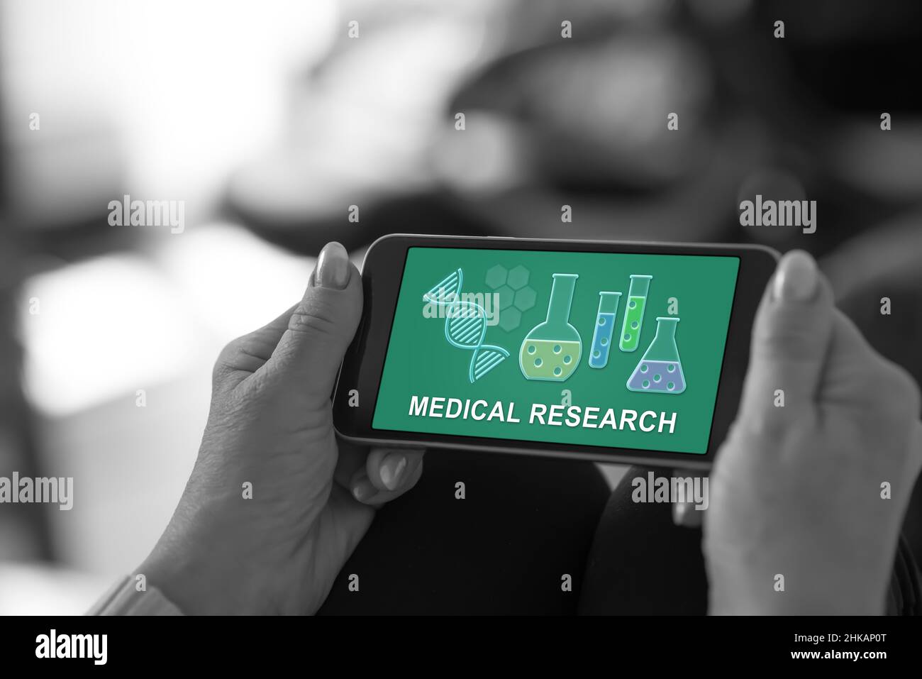 Smartphone screen displaying a medical research concept Stock Photo - Alamy