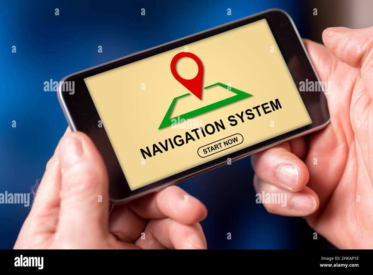 Smartphone screen displaying a navigation system concept Stock Photo ...