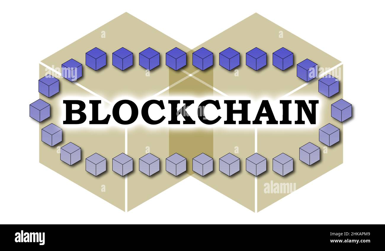 Illustration of a blockchain technology concept Stock Photo - Alamy