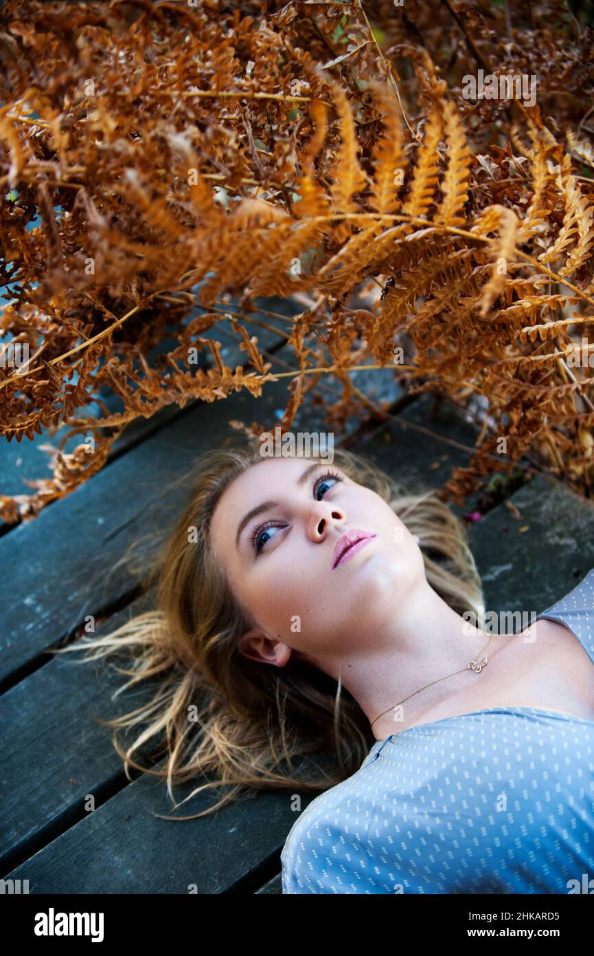 Girl 20 laying down face up hi-res stock photography and images - Alamy