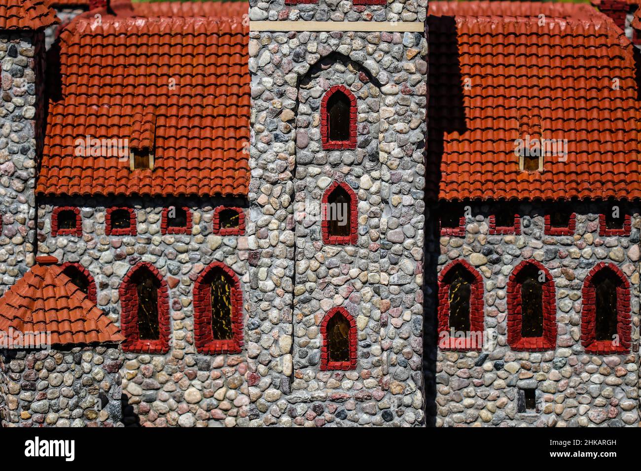 Close-up on miniature stone medieval castle Stock Photo - Alamy