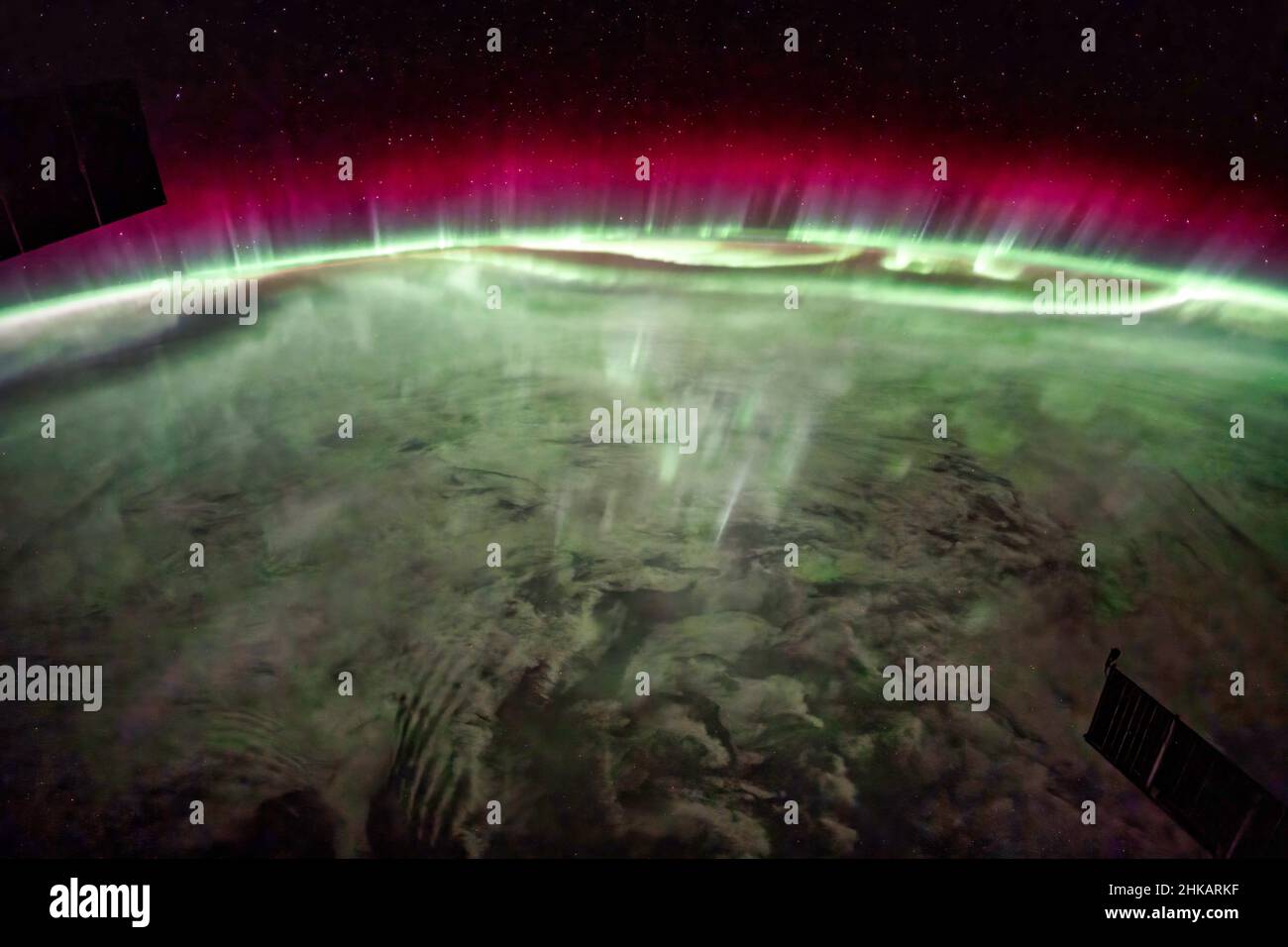 Aurora Borealis or Northern Lights. Digital enhancement of an image by ...