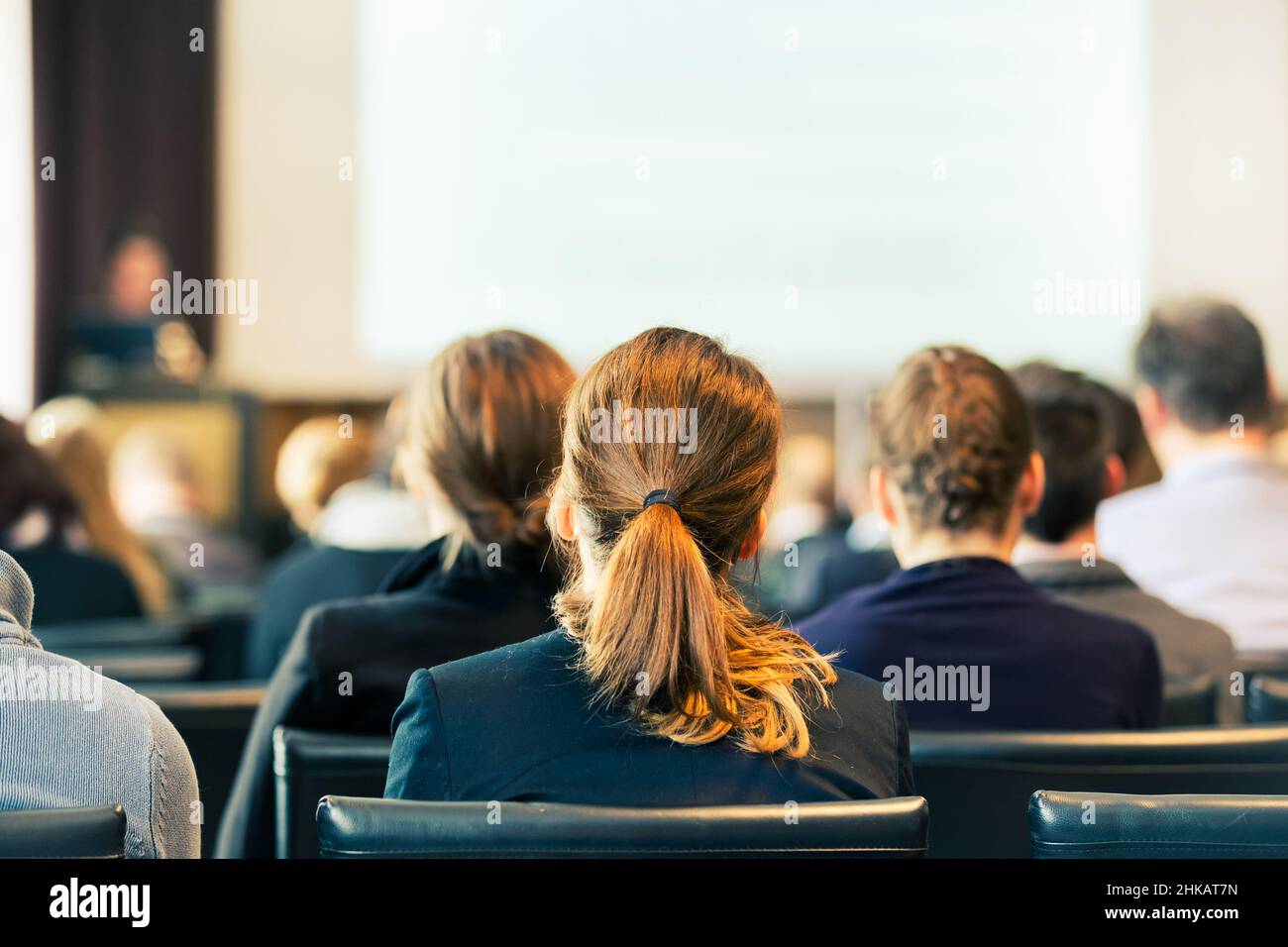 Speaker Giving a Talk at Business Meeting. Audience in the conference ...