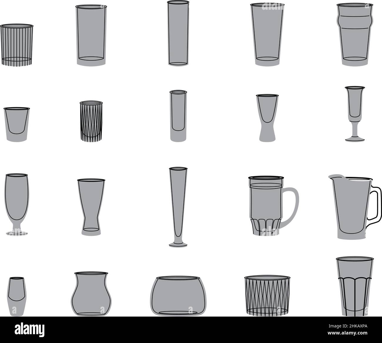 Vector line art set of alcohol glasses Stock Vector Image & Art - Alamy