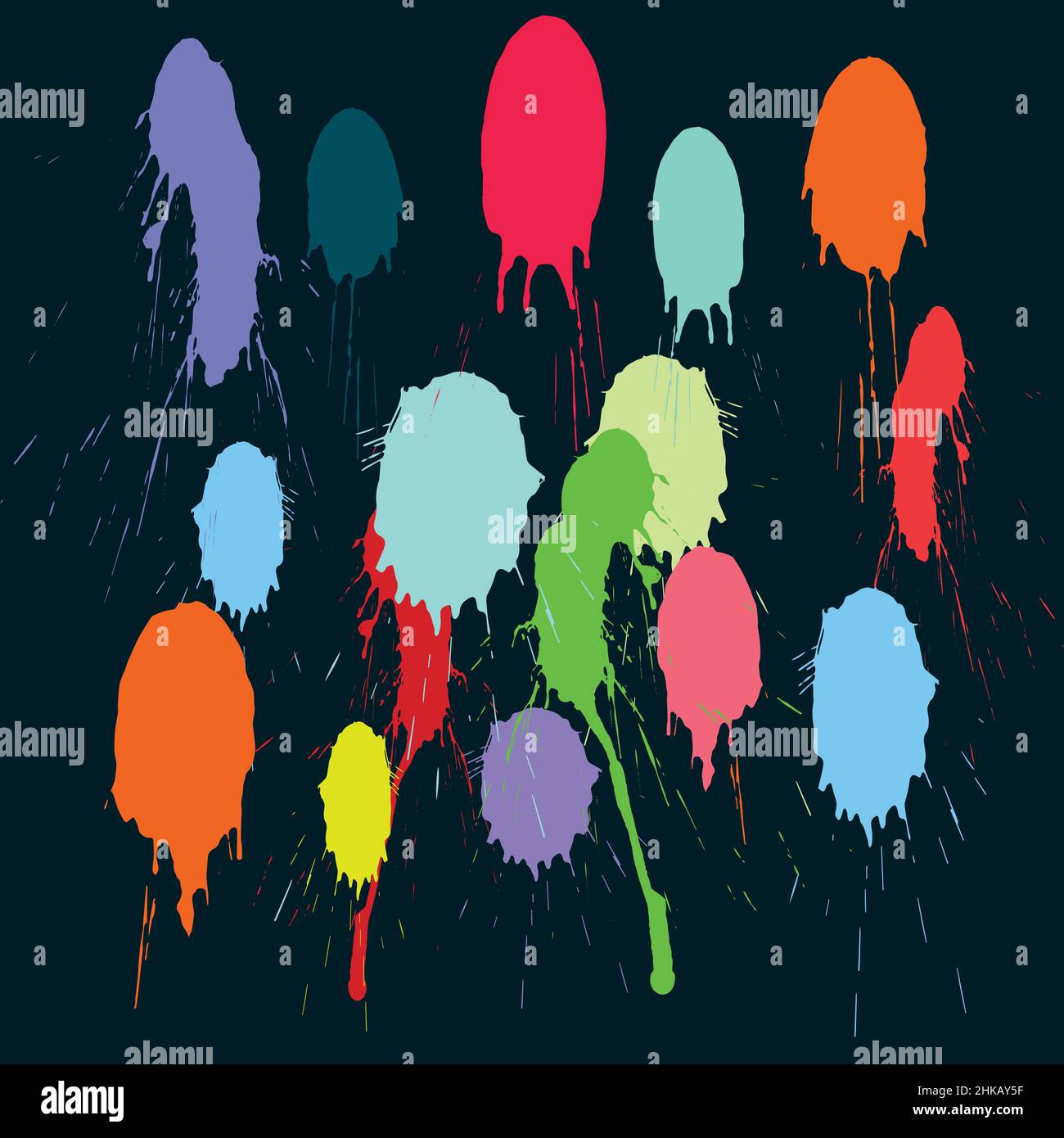 Colored ink stains made bij falling ink on a slanted surface ...