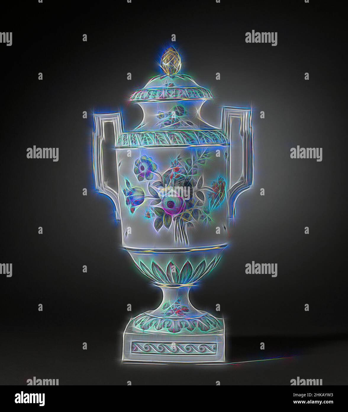 Inspired by Covered vase with birds on a branch and bouquets, Lid vase ...