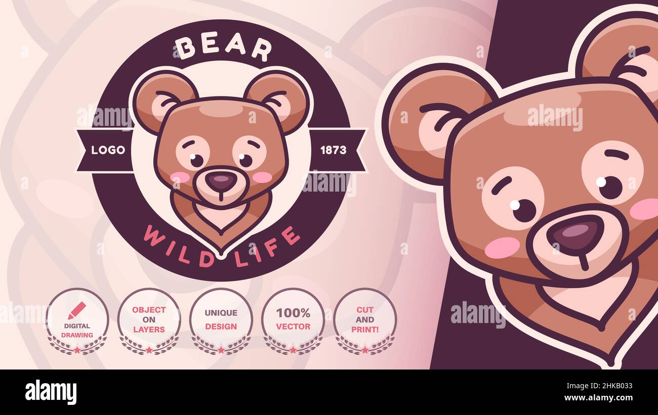 Cartoon character childish logo bear Stock Vector Image & Art - Alamy