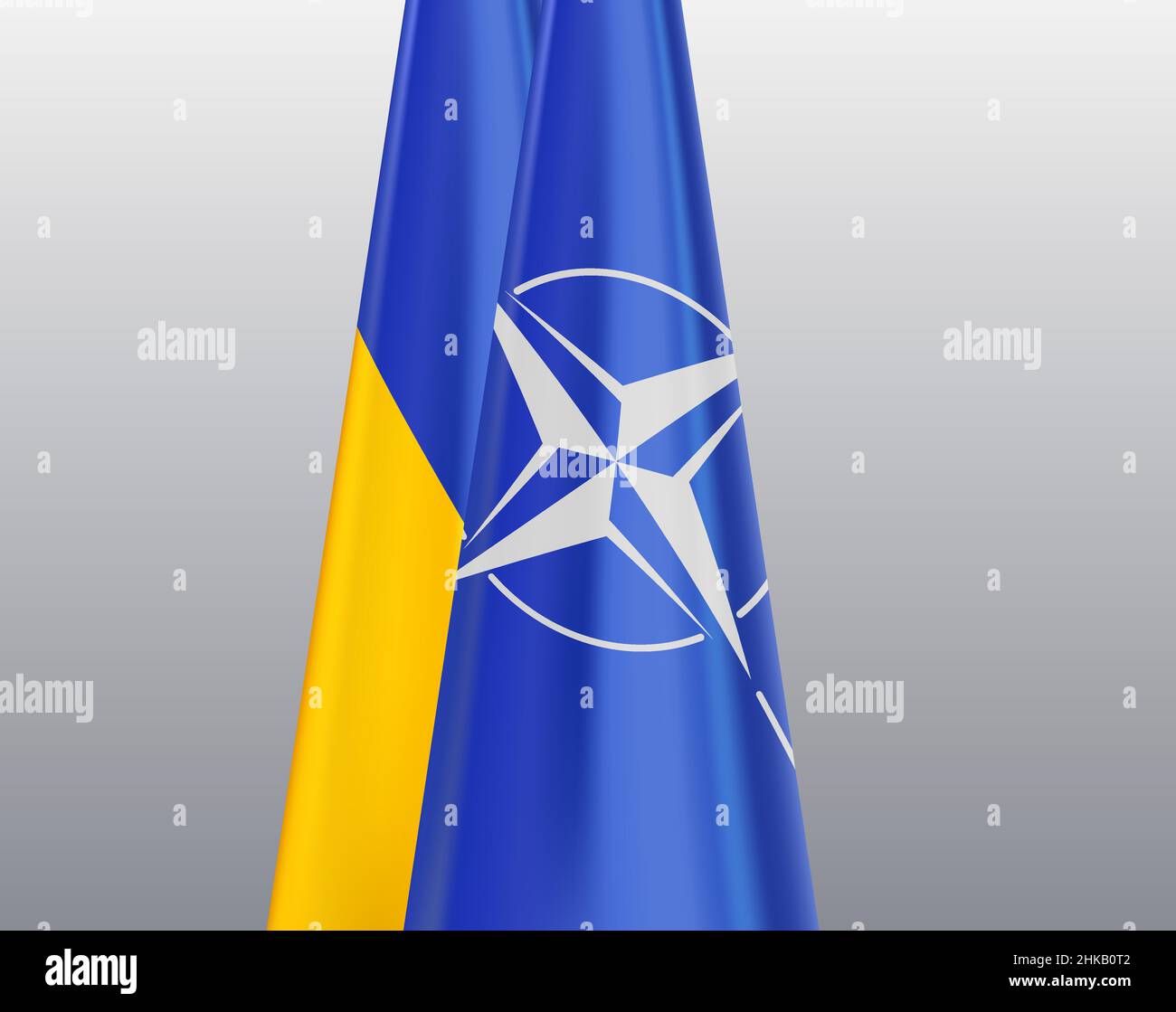 Ukrainian and NATO flags together agains t aggression Stock Vector ...