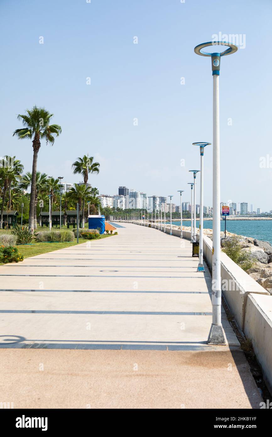 Mersin, Turkey – November 2020. sunny beach and promenade at Mersin ...