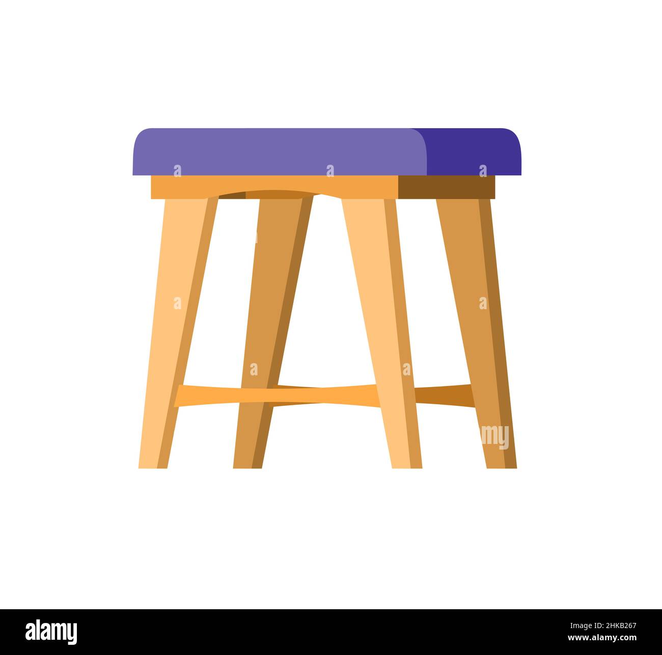 Simple classic backless stool. Soft padding. Cartoon style. Object ...