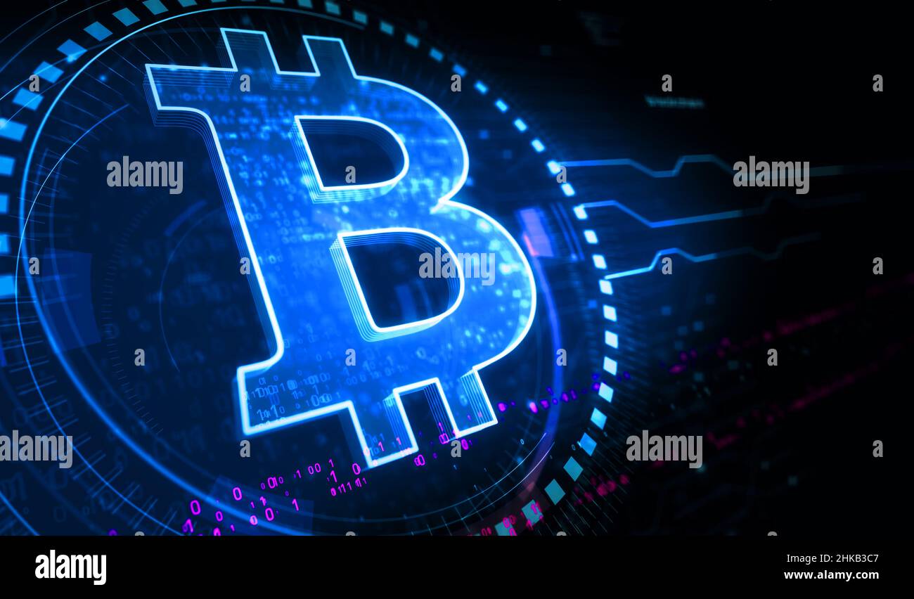 Bitcoin blockchain crypto currency and digital money symbol digital ...