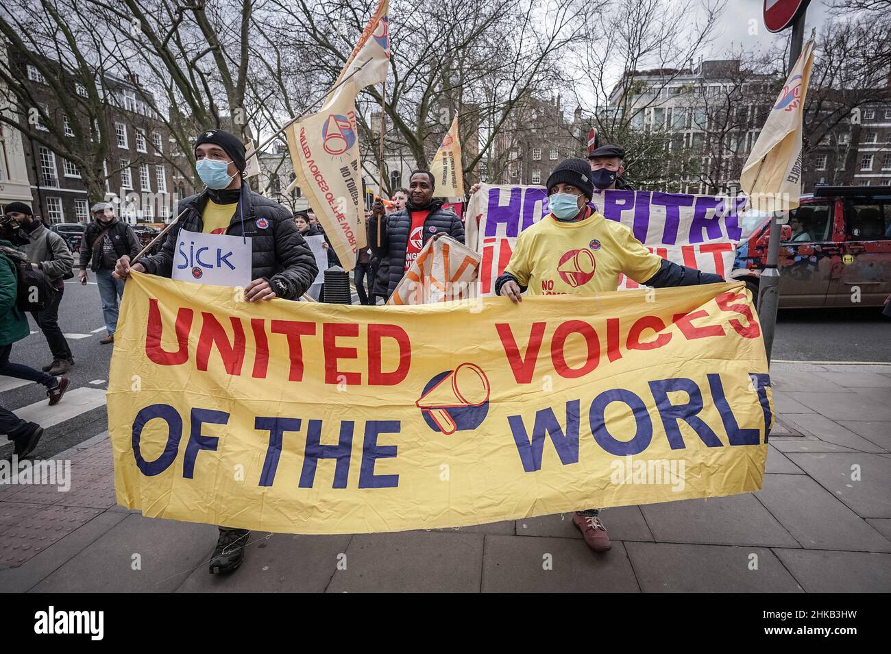 London, UK. 3rd Feb 2022. Security guards from Great Ormond Street ...