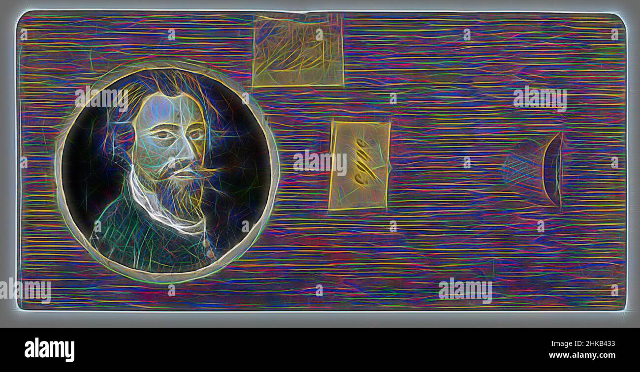 Inspired by Portrait of Gerard van Velsen, Round glass plate in wooden ...