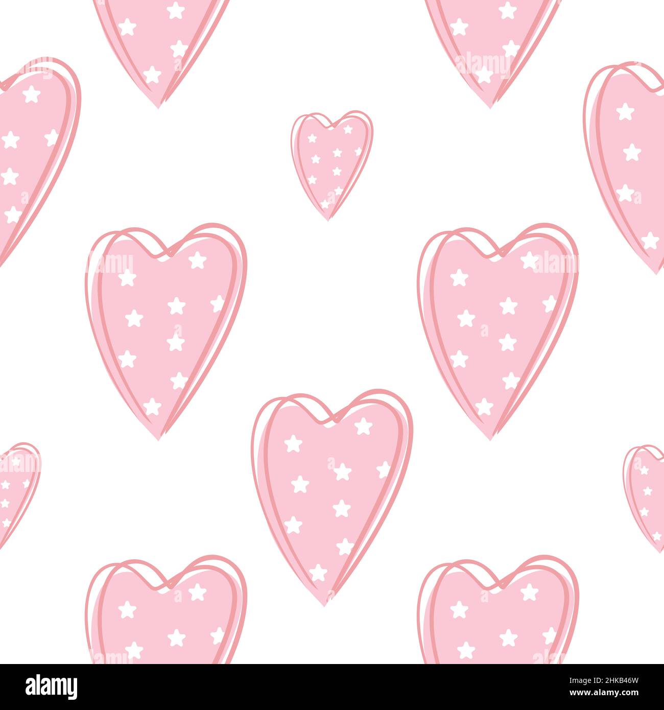 Pink hearts with white stars seamless pattern Stock Vector Image & Art ...