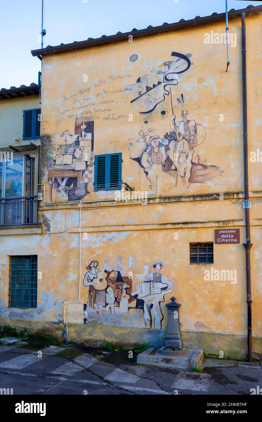 Old Town, Piazzale della Citerna square, Murals, Castelnuovo Berardenga ...