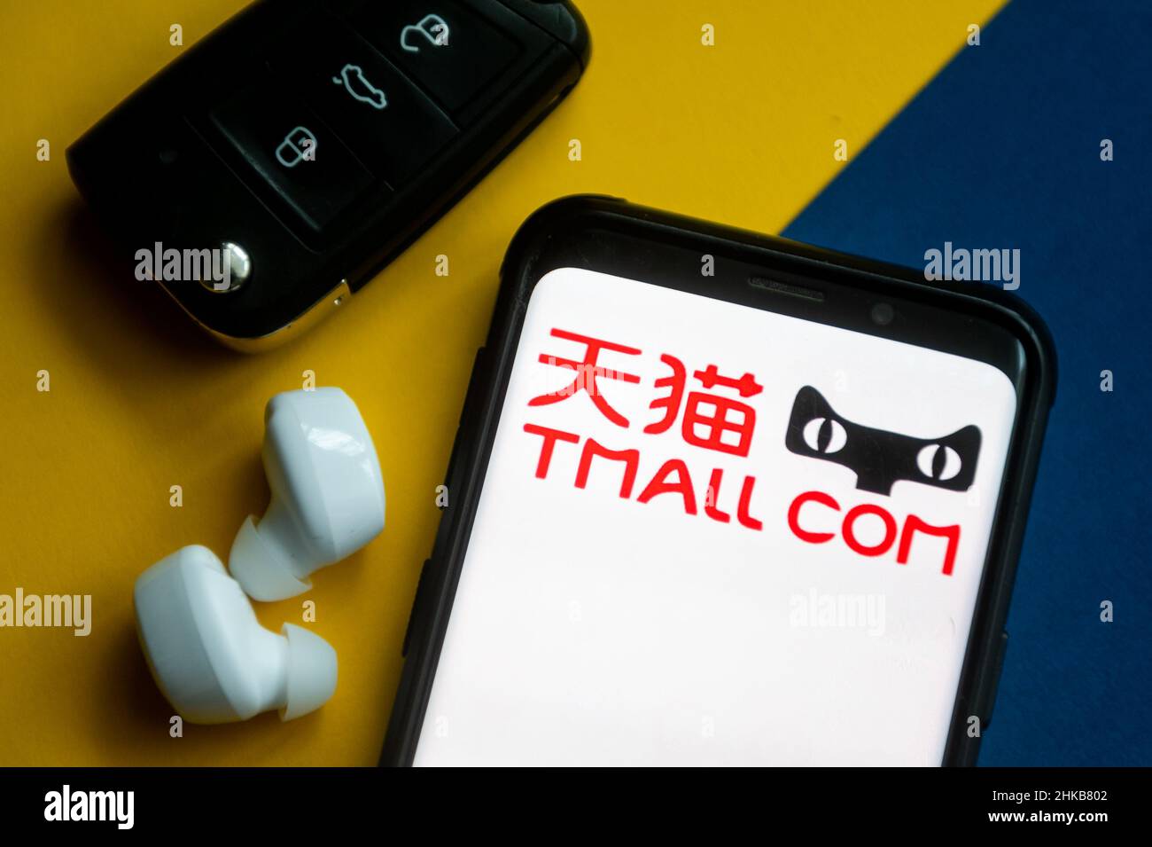 In this photo illustration a Tmall logo seen displayed on a smartphone Stock Photo - Alamy