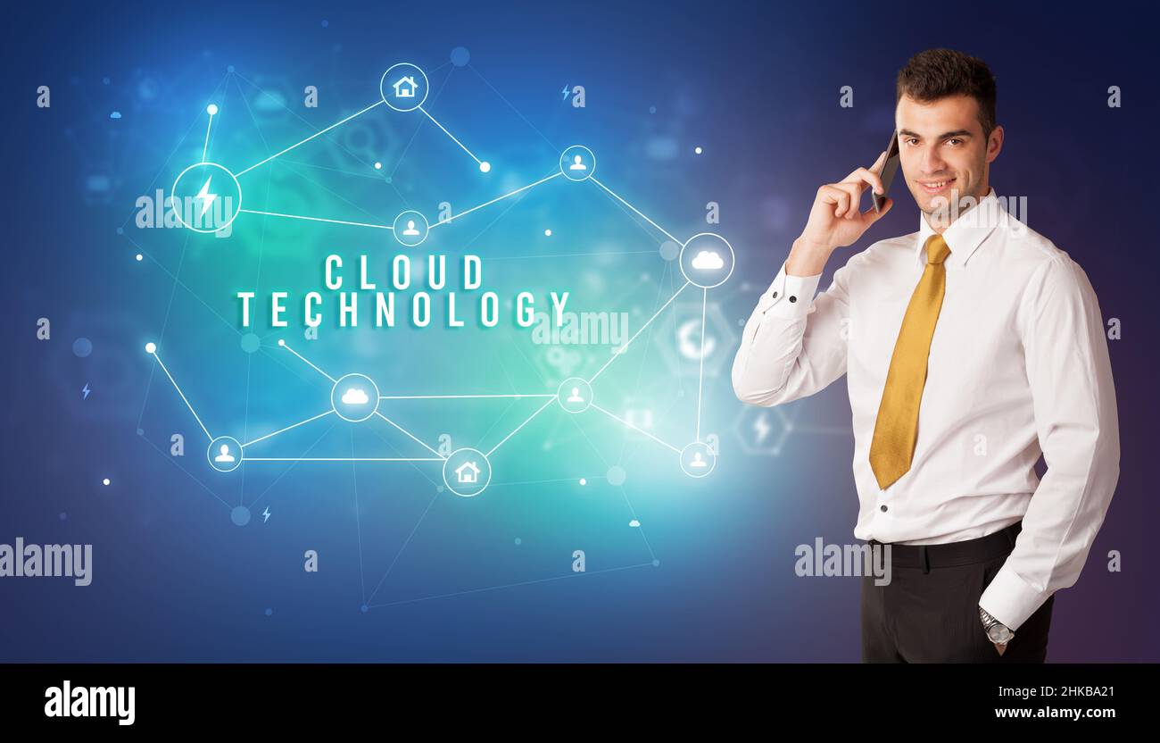 Businessman thinking about technology Stock Photo - Alamy