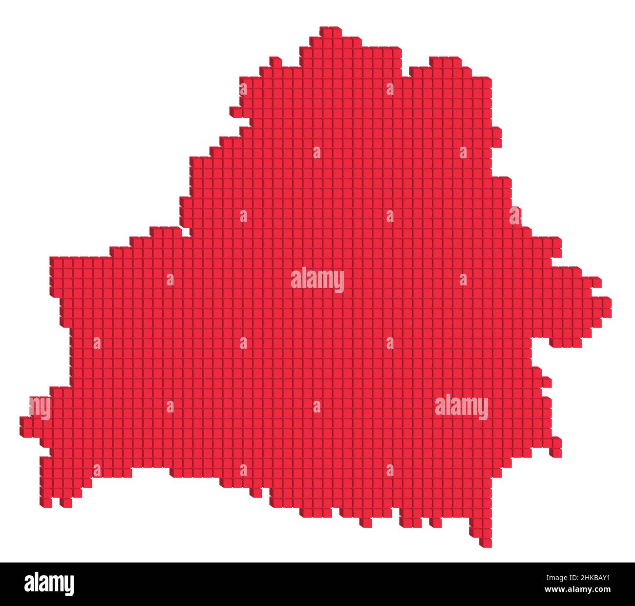 Red color dotted map plan vector illustration graphic small cubes ...