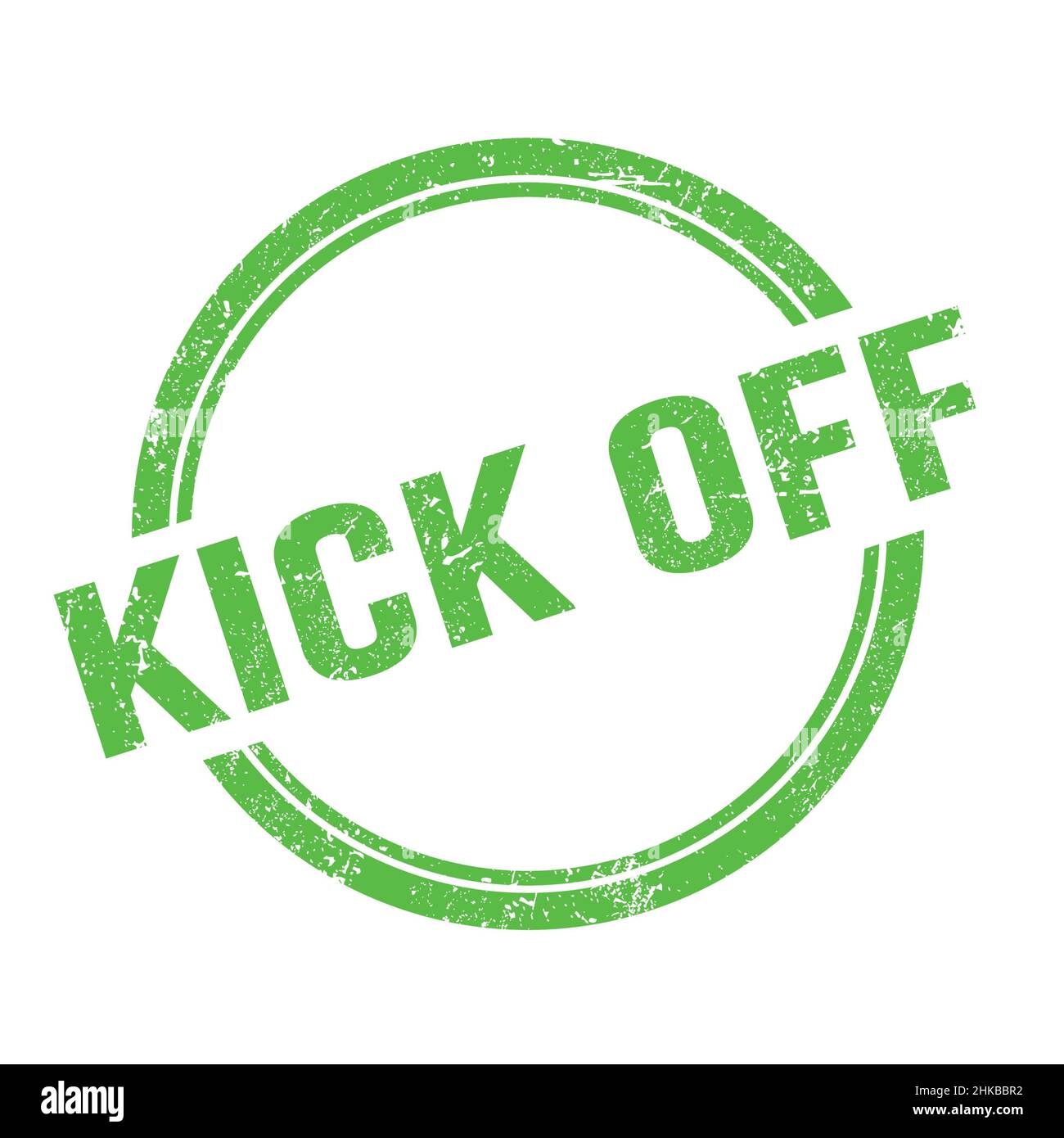 KICK OFF text written on green grungy vintage round stamp Stock Photo ...