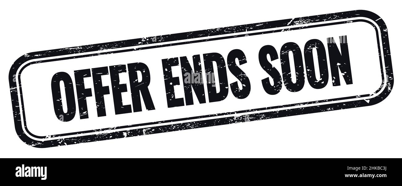 OFFER ENDS SOON text on black grungy vintage rectangle stamp Stock ...