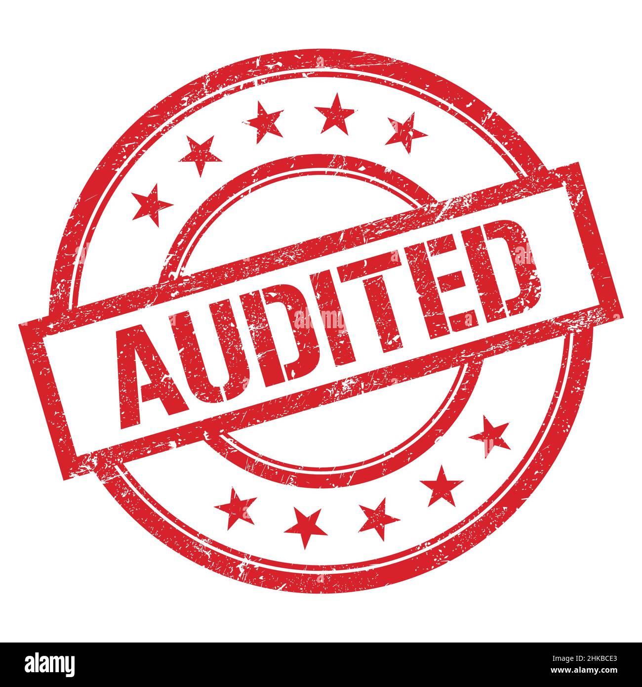 AUDITED text written on red round vintage rubber stamp Stock Photo - Alamy