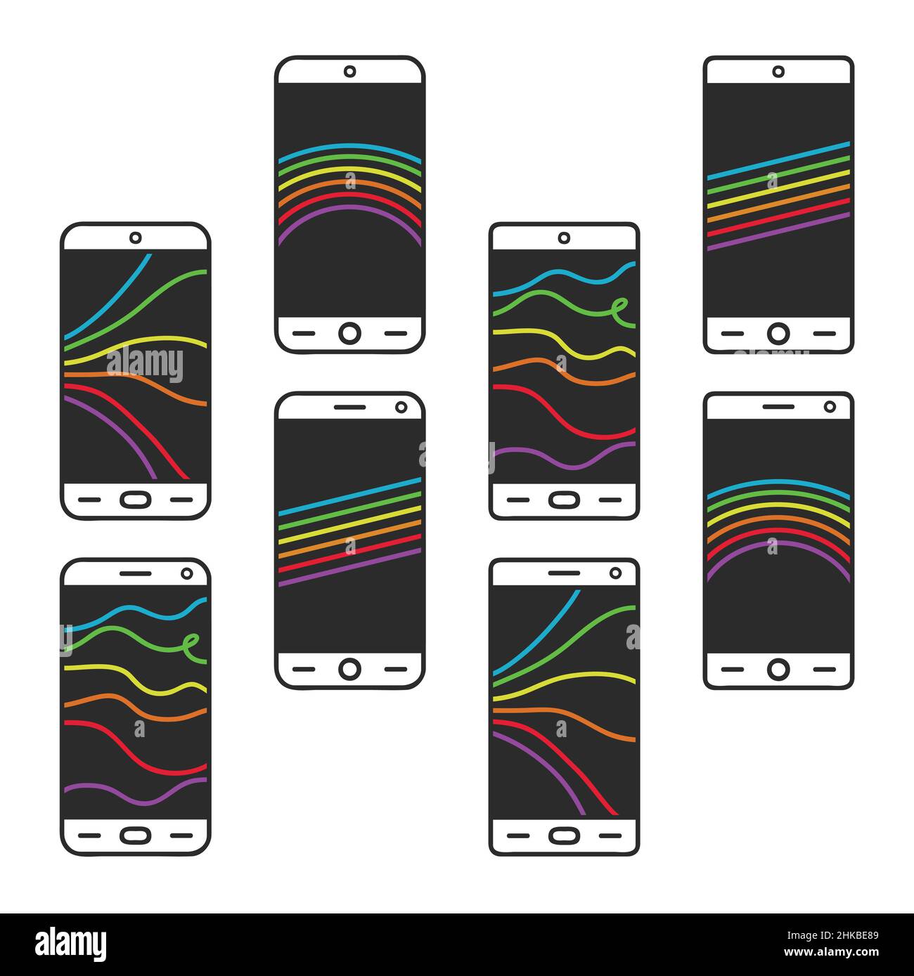 Smartphone with a rainbow on a display - vector illustration Stock ...